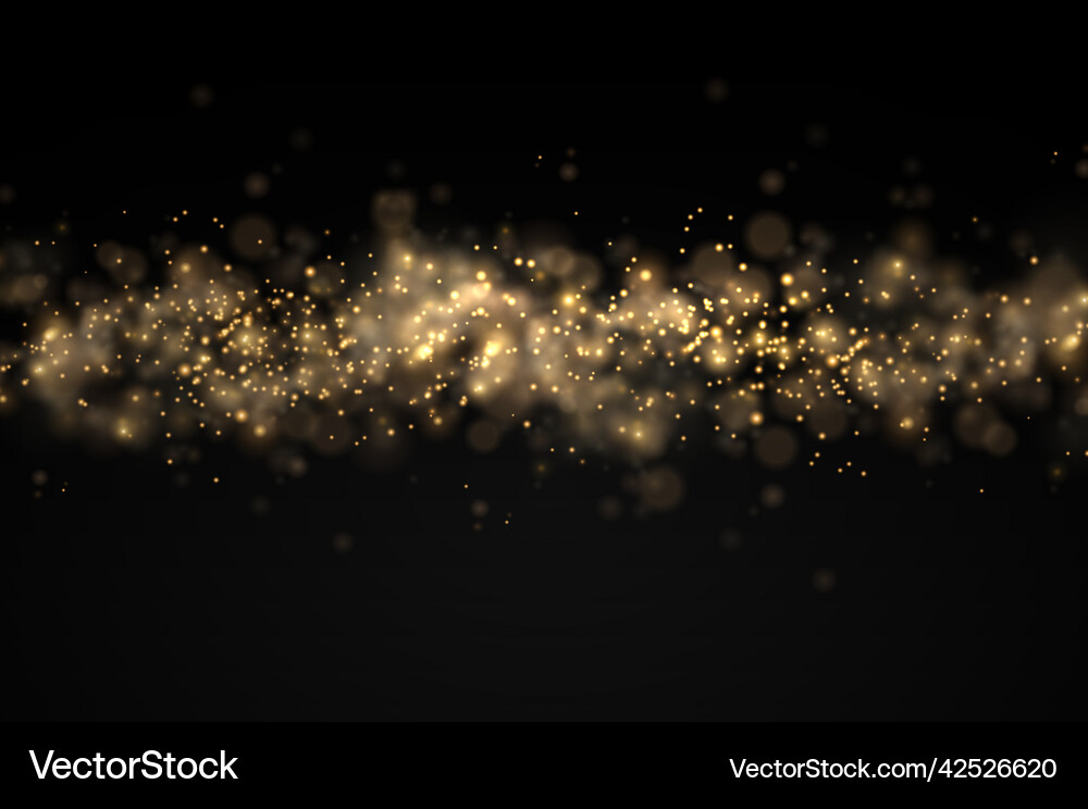 Sparkling golden magic dust particles bokeh light Vector Image