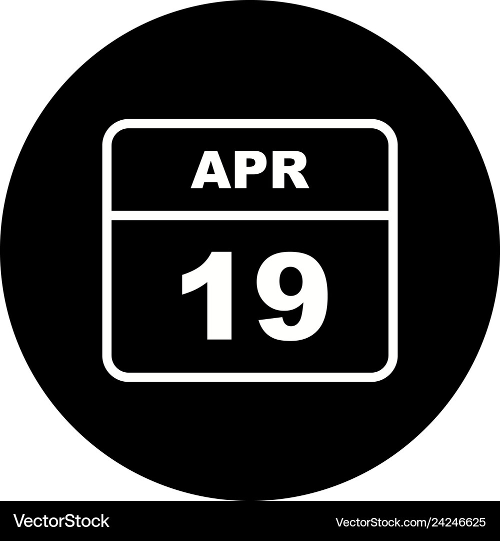 April 19th date on a single day calendar Vector Image