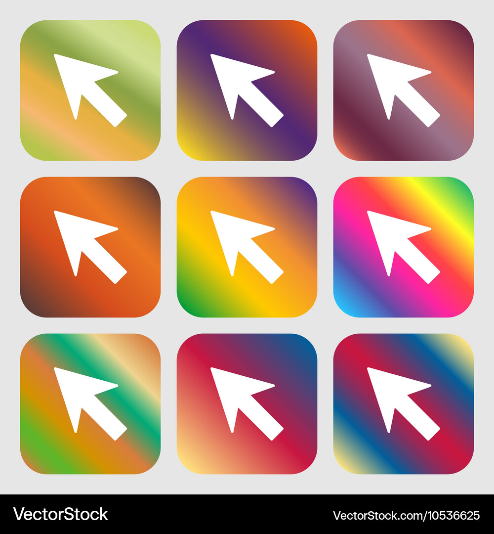 Cursor arrow icon sign nine buttons with bright Vector Image