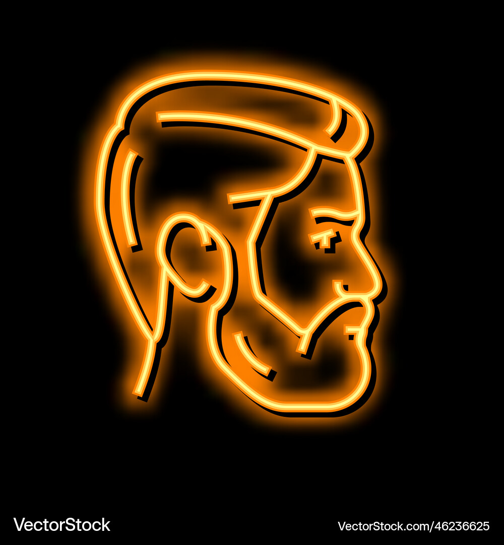 Face male neon glow icon Royalty Free Vector Image