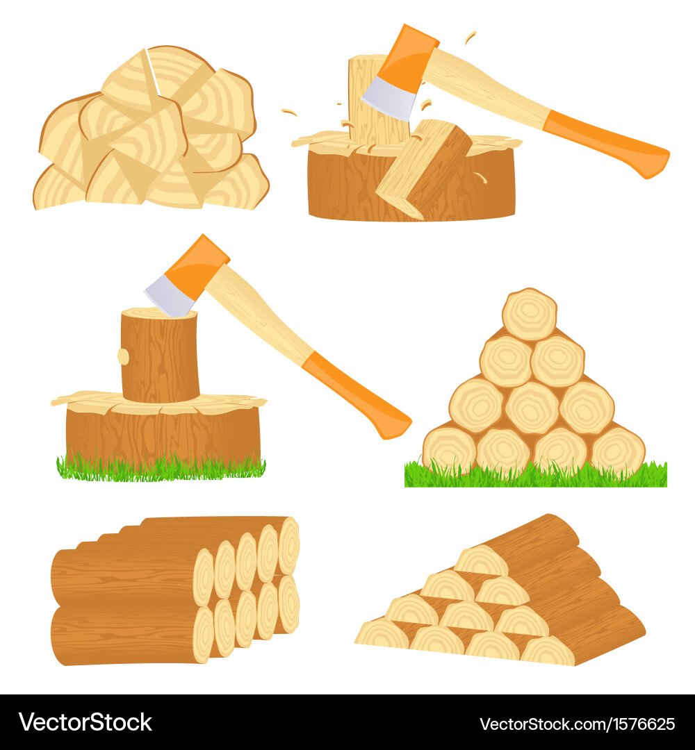 Firewood chop icons Royalty Free Vector Image - VectorStock