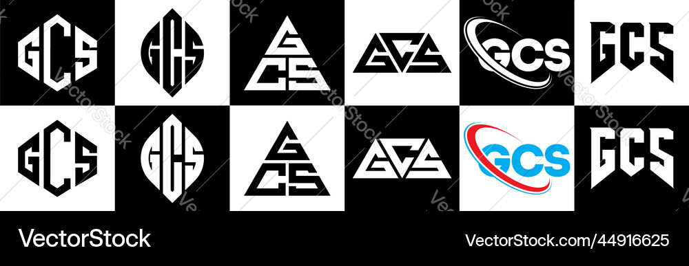 Gcs letter logo design in six style polygon Vector Image