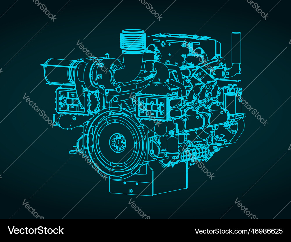 Heavy duty marine diesel engine isometric Vector Image