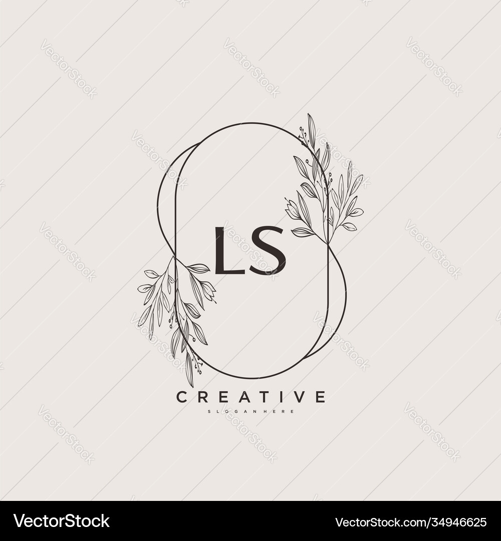 Ls beauty initial logo art handwriting logo Vector Image