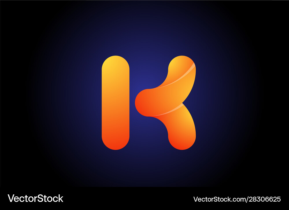 Orange blue gradient logo k alphabet letter Vector Image