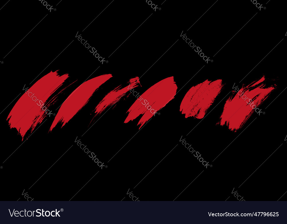 Red brush strokes set flat Royalty Free Vector Image