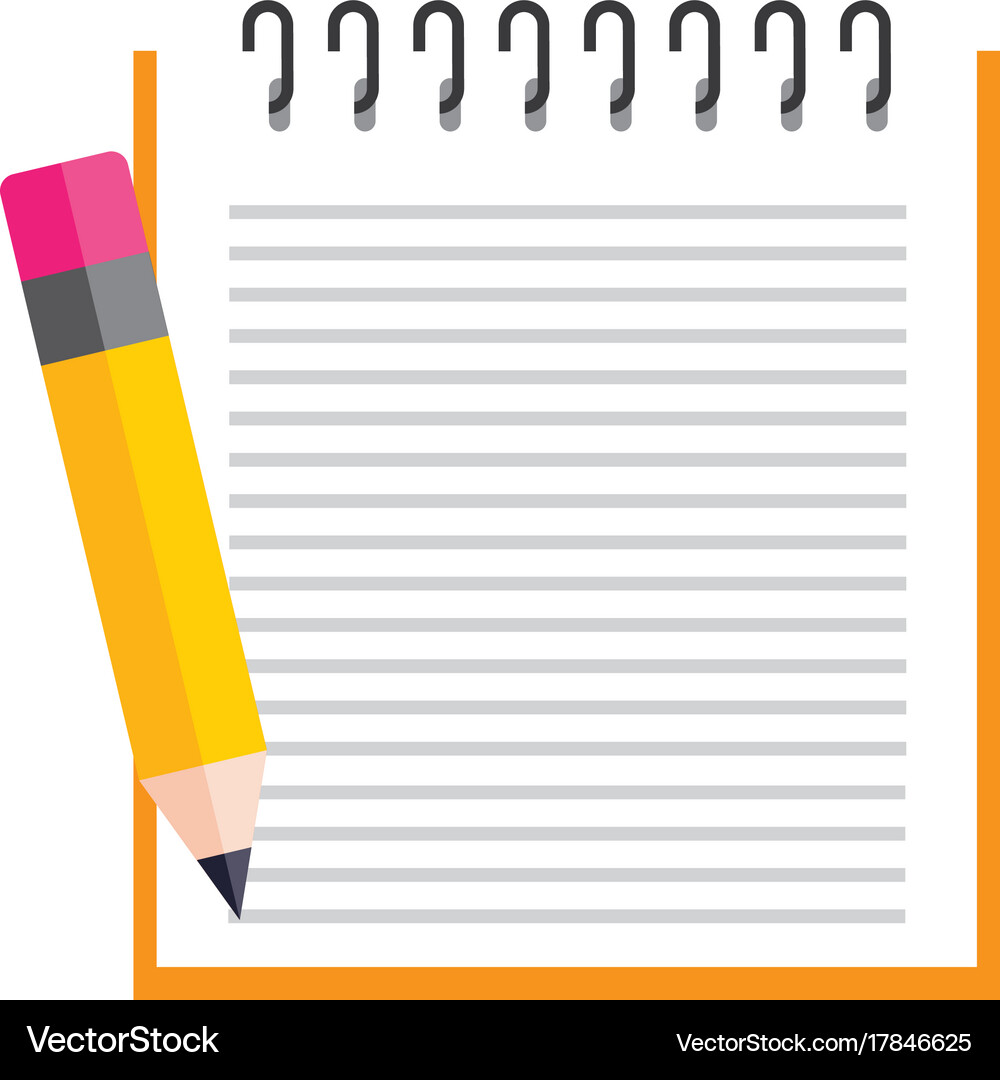 School notebook spiral with pencil education Vector Image