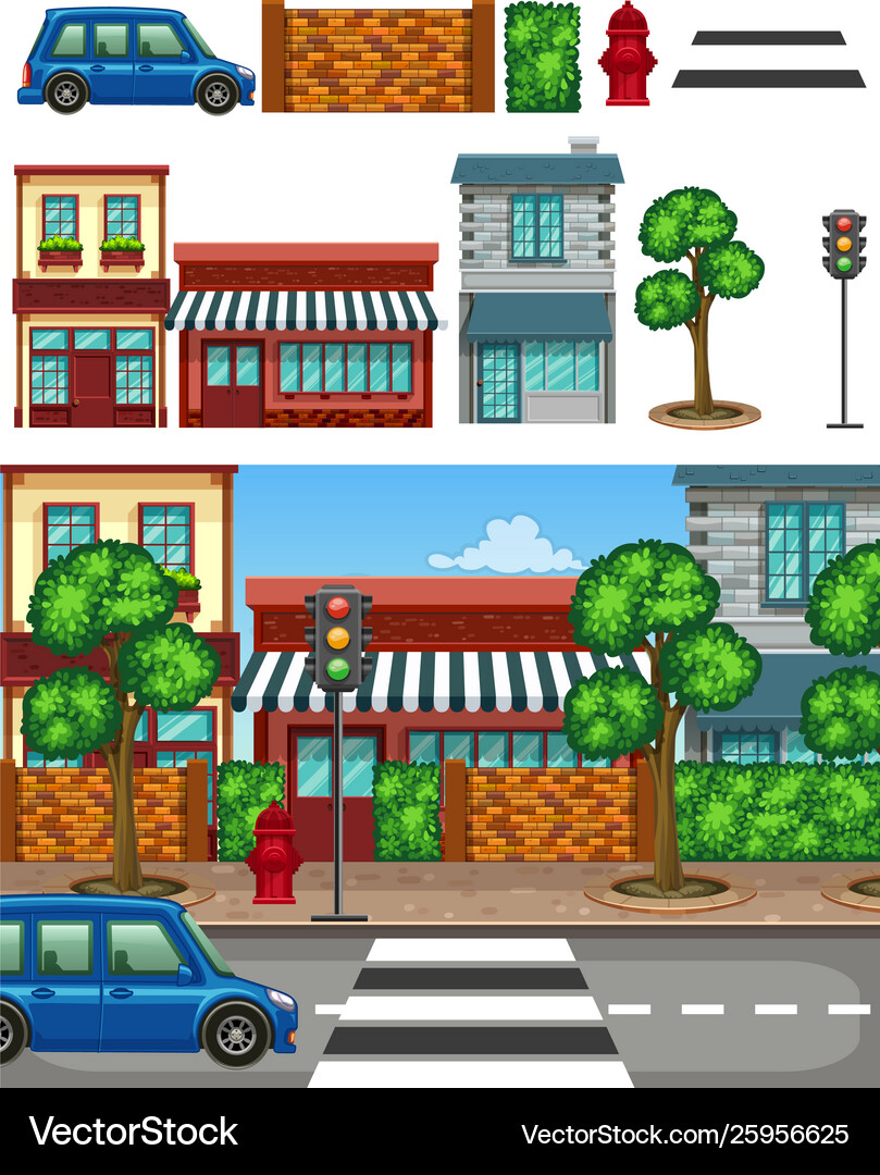 Set city town element Royalty Free Vector Image