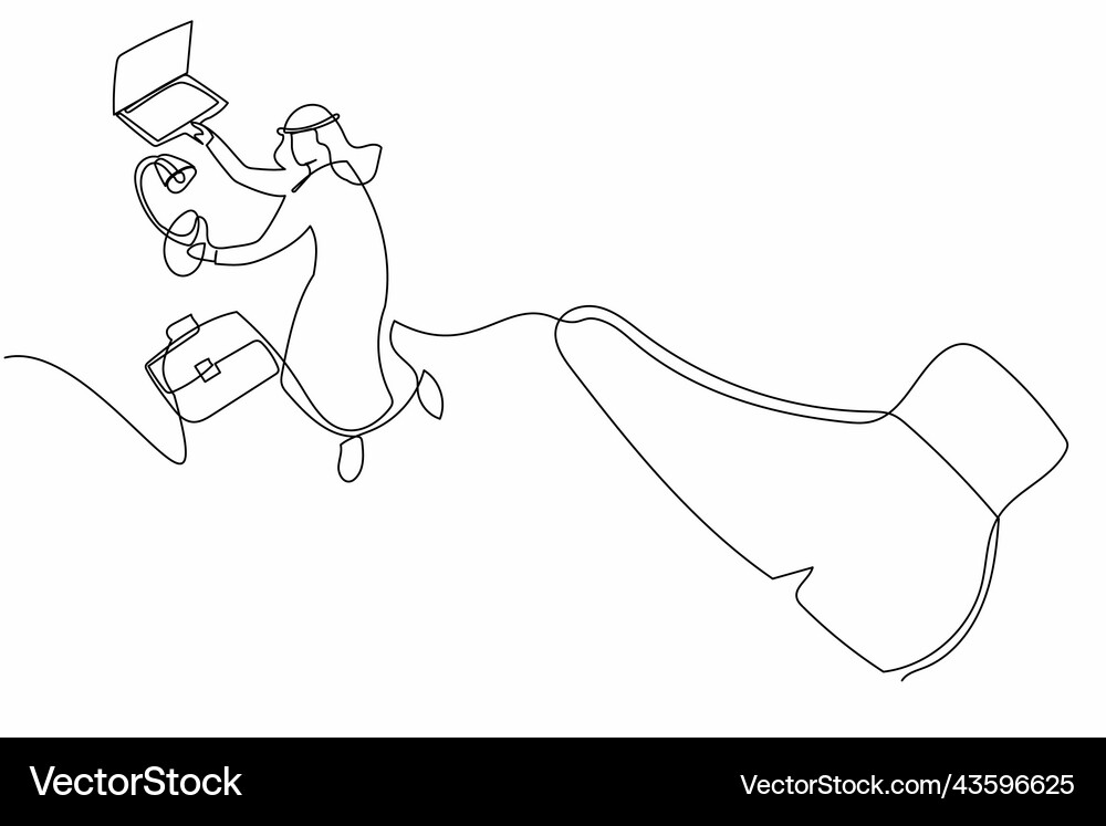 Single one line drawing failed arab businessman Vector Image