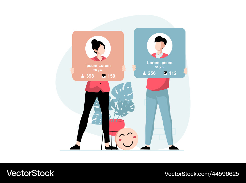 Social network concept with people scene in flat Vector Image
