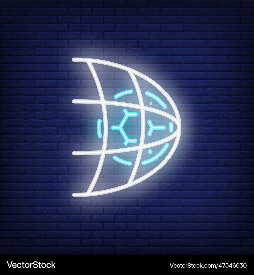 Ball in net on brick background neon style Vector Image