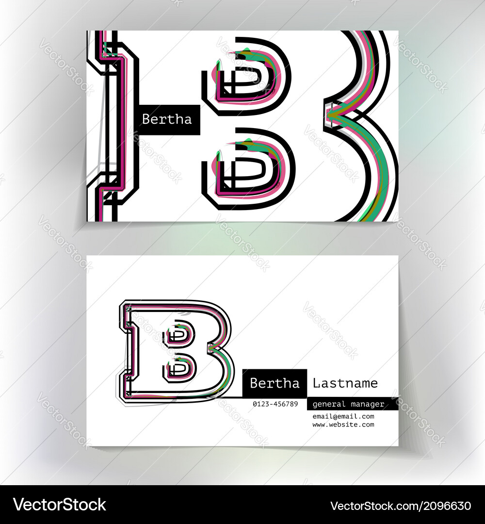 Business card design with letter b Royalty Free Vector Image