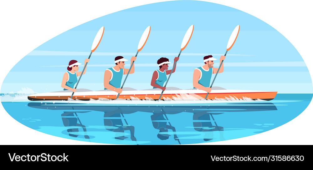 Canoe competition semi flat Royalty Free Vector Image