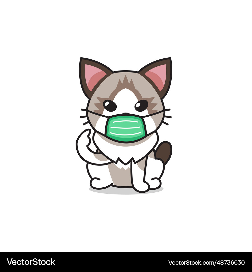 Cartoon character ragdoll cat wearing protective Vector Image