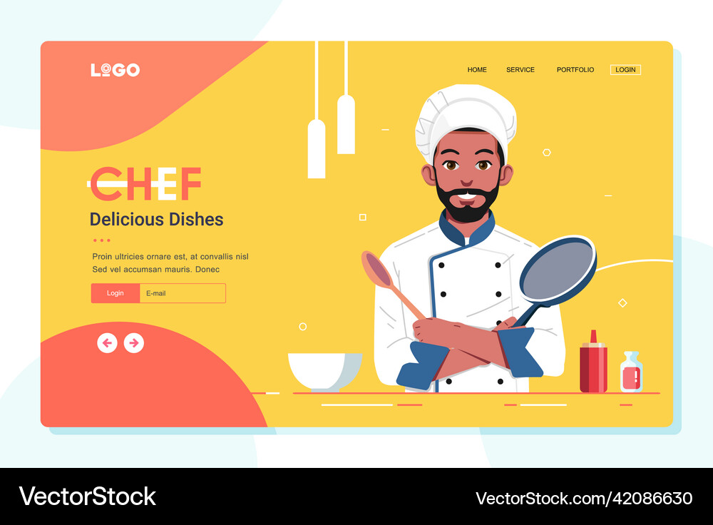 Chef for landing page or website banner template Vector Image