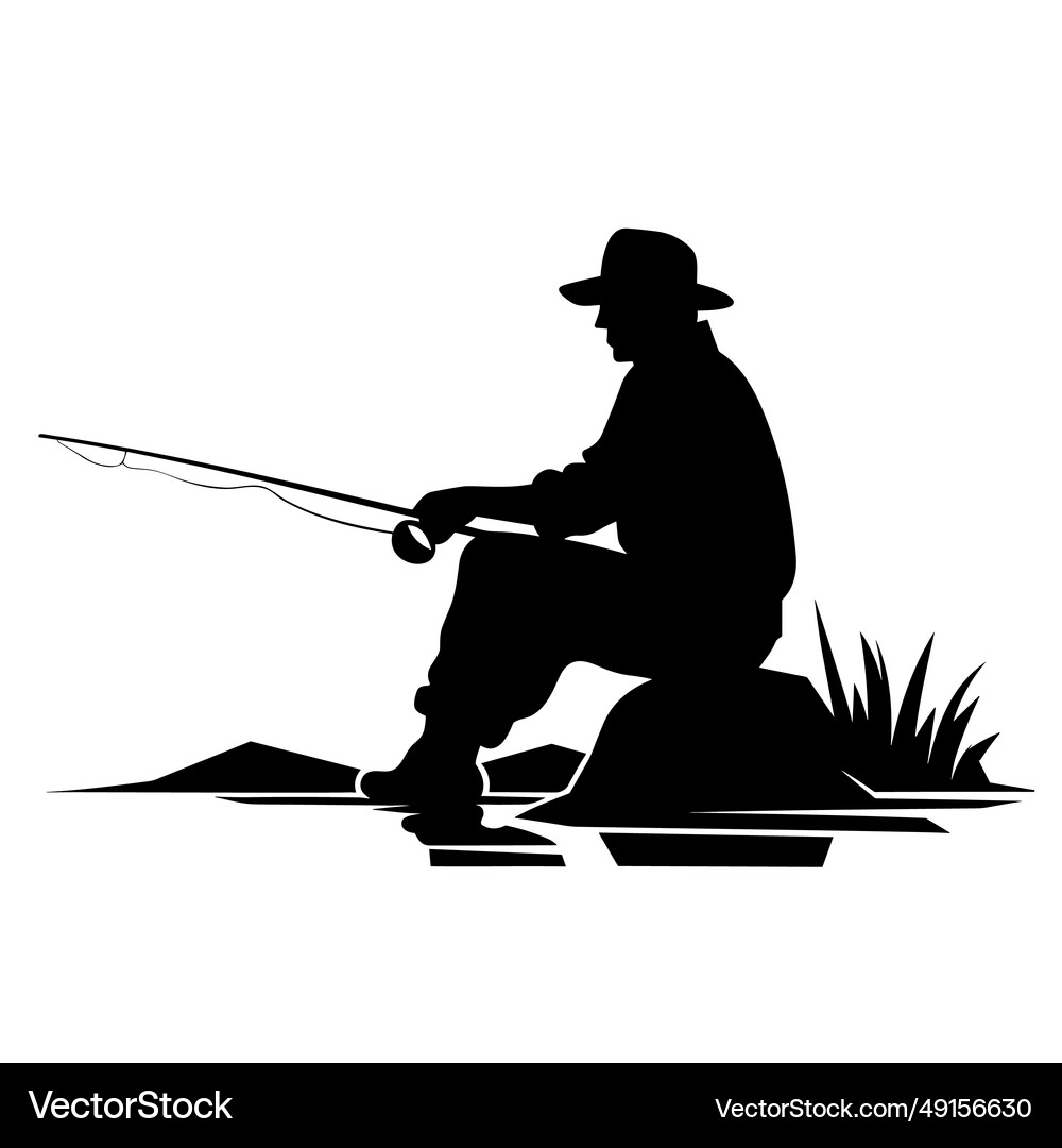 Fisherman black icon on white background Vector Image