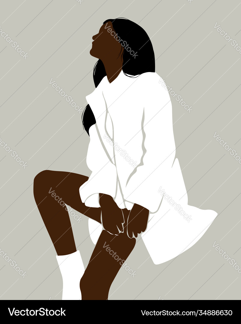 Hand drawn minimalistic girl creative artwork Vector Image