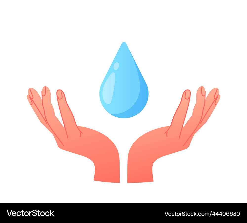 Hands with water drop Royalty Free Vector Image