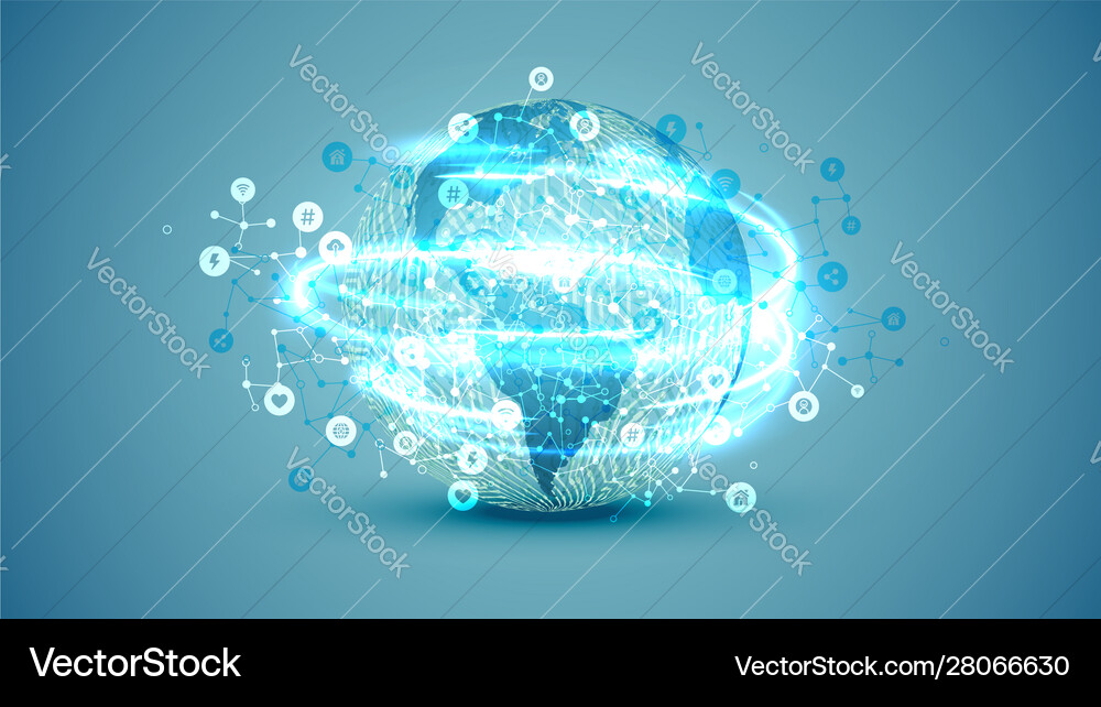 High detailed globe connection with icons Vector Image