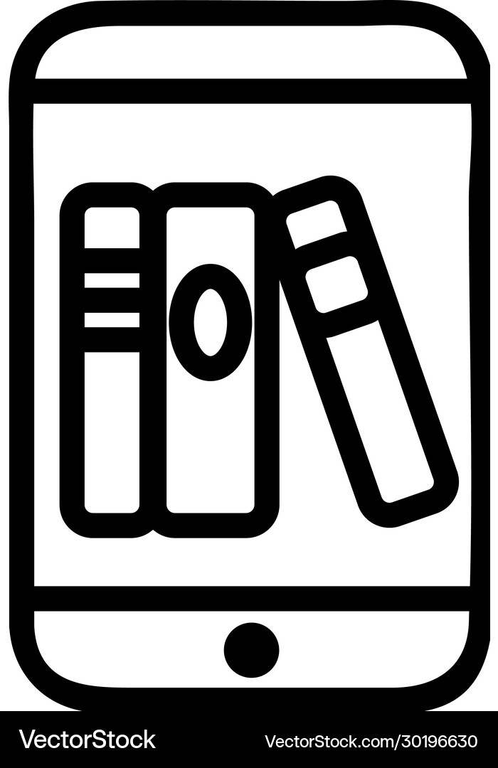 Library in phone icon outline Royalty Free Vector Image