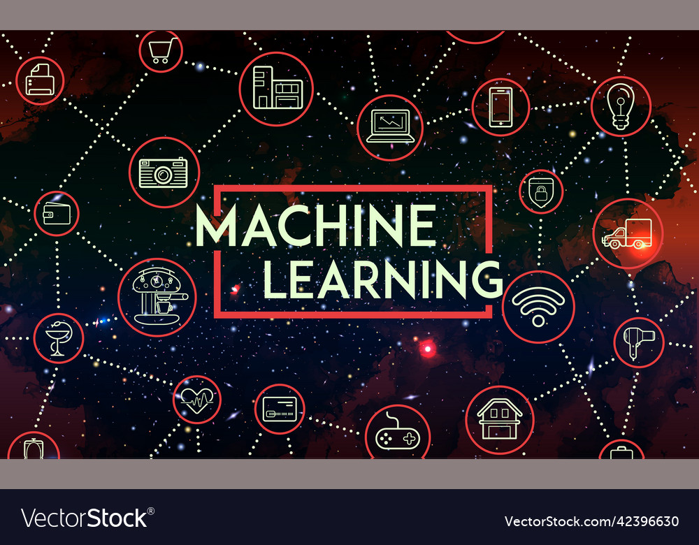 Machine learning design concept banner or poster Vector Image