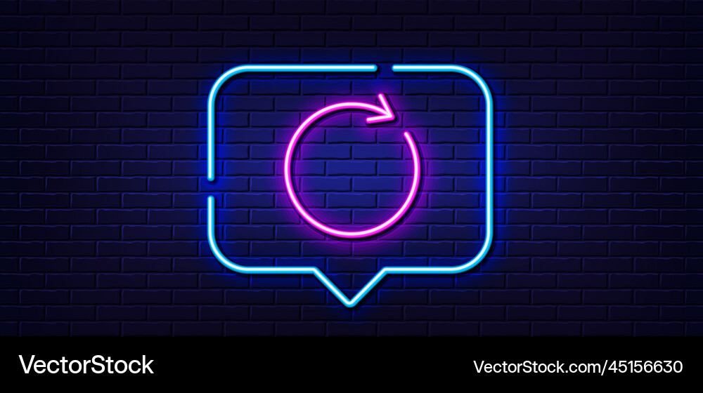 Refresh line icon rotation arrow sign neon light Vector Image