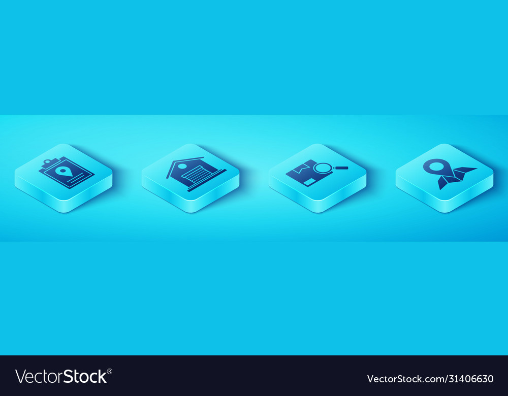 Set isometric document tracking marker system Vector Image