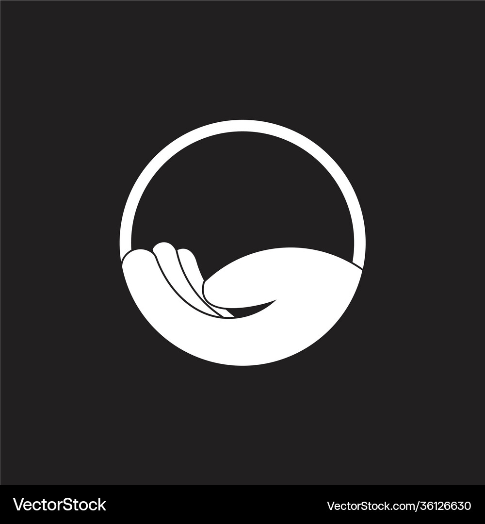 Simple lay hand circle geometric care symbol Vector Image