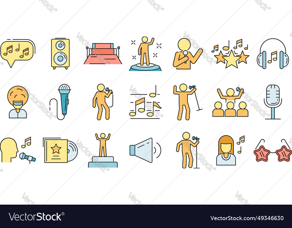 Singer icons set color Royalty Free Vector Image Singer icons set color Royalty Free Vector Image