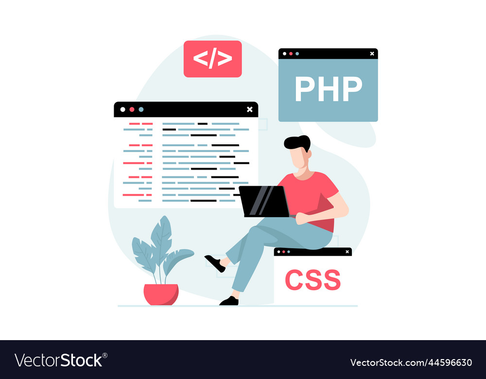 Software development concept with people scene Vector Image