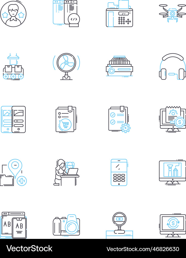 Tool linear icons set hammer screwdriver wrench Vector Image