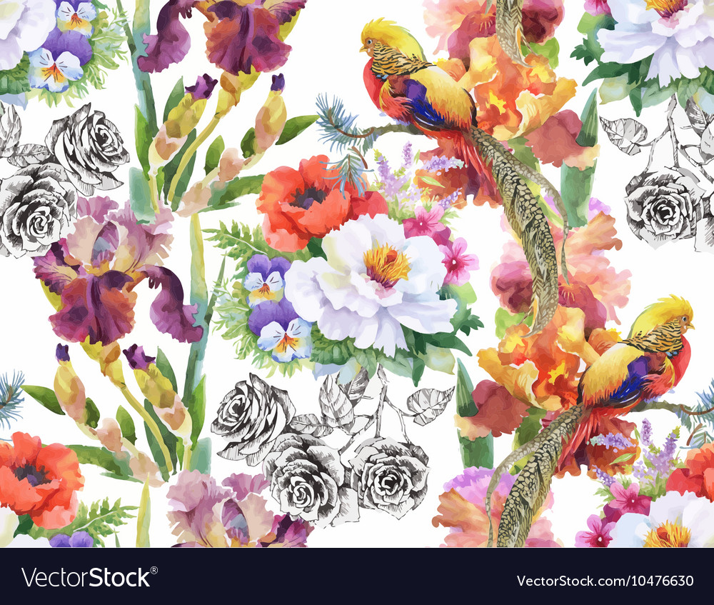 Watercolor hand drawn seamless pattern Royalty Free Vector