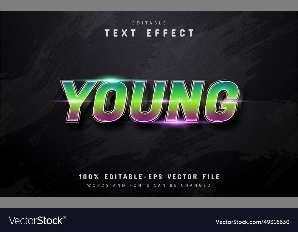 Young text editable gradient effect Royalty Free Vector