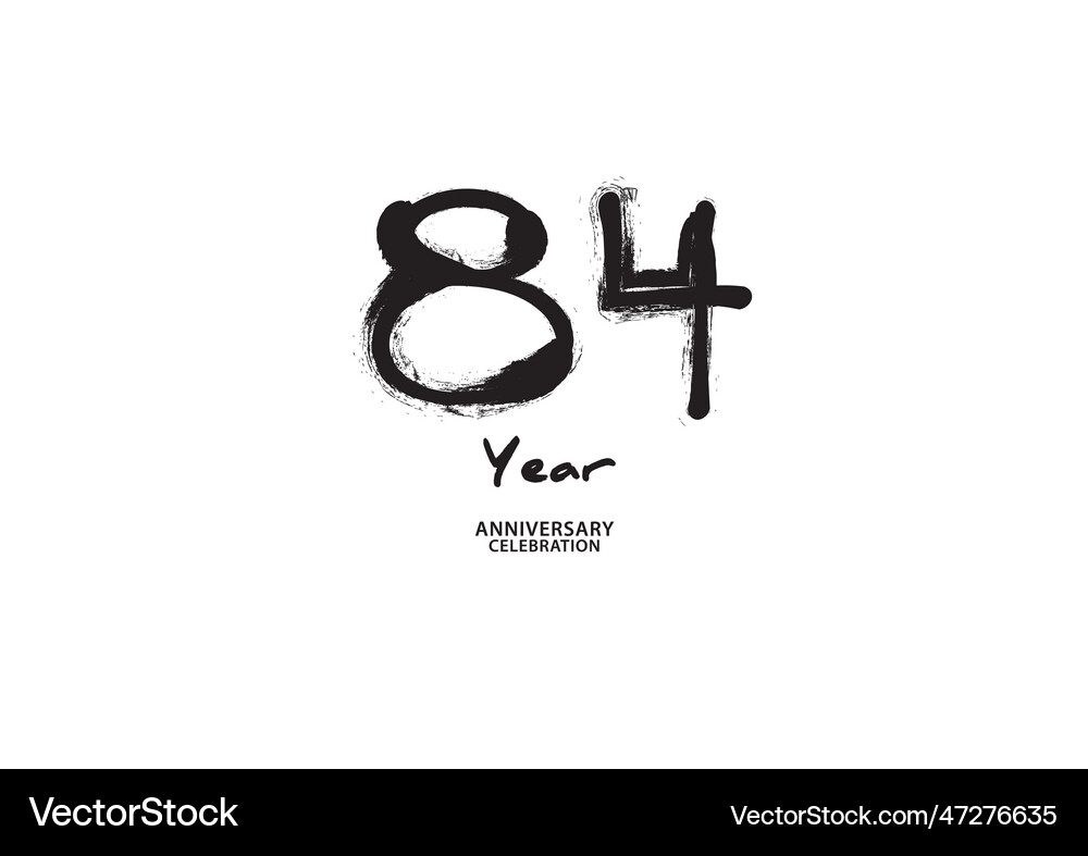 84 year anniversary celebration logotype on white Vector Image