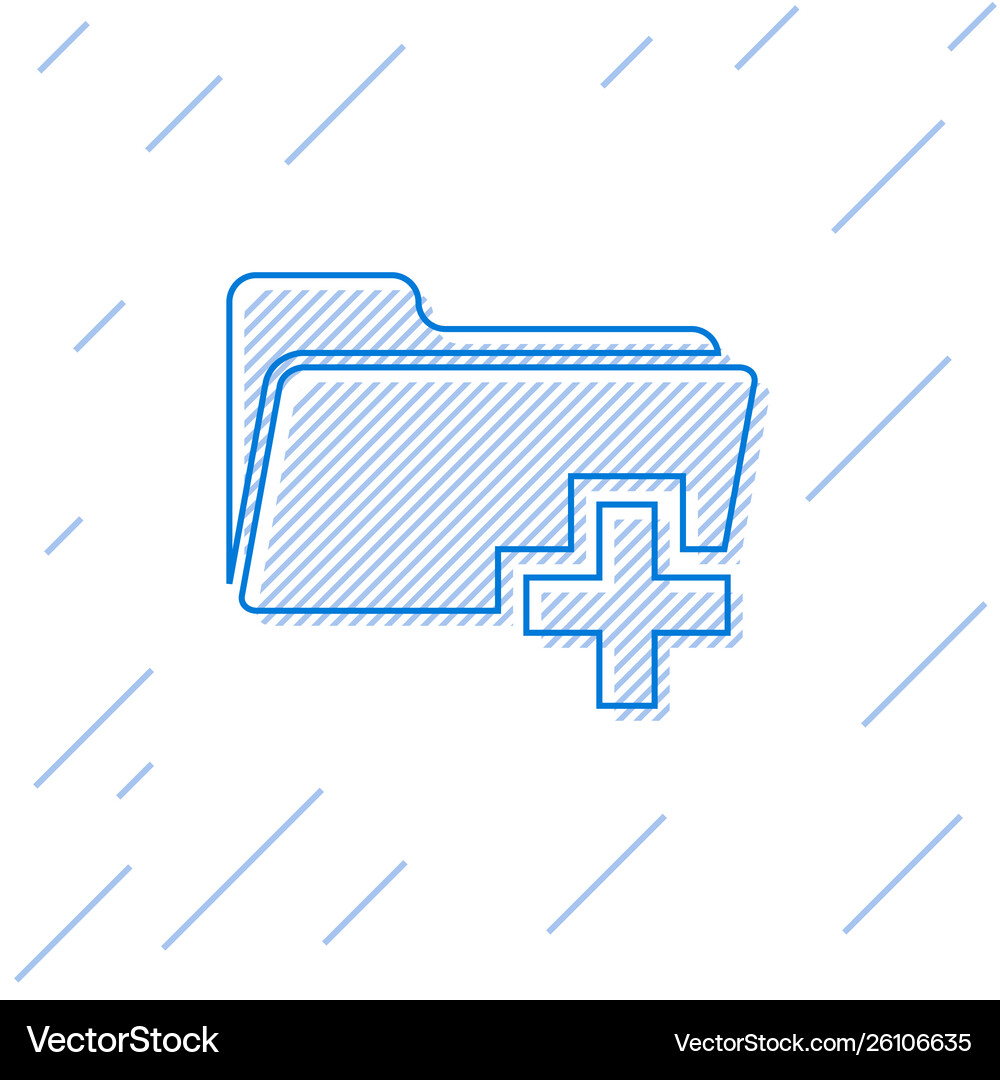 Blue add new folder line icon isolated on white Vector Image