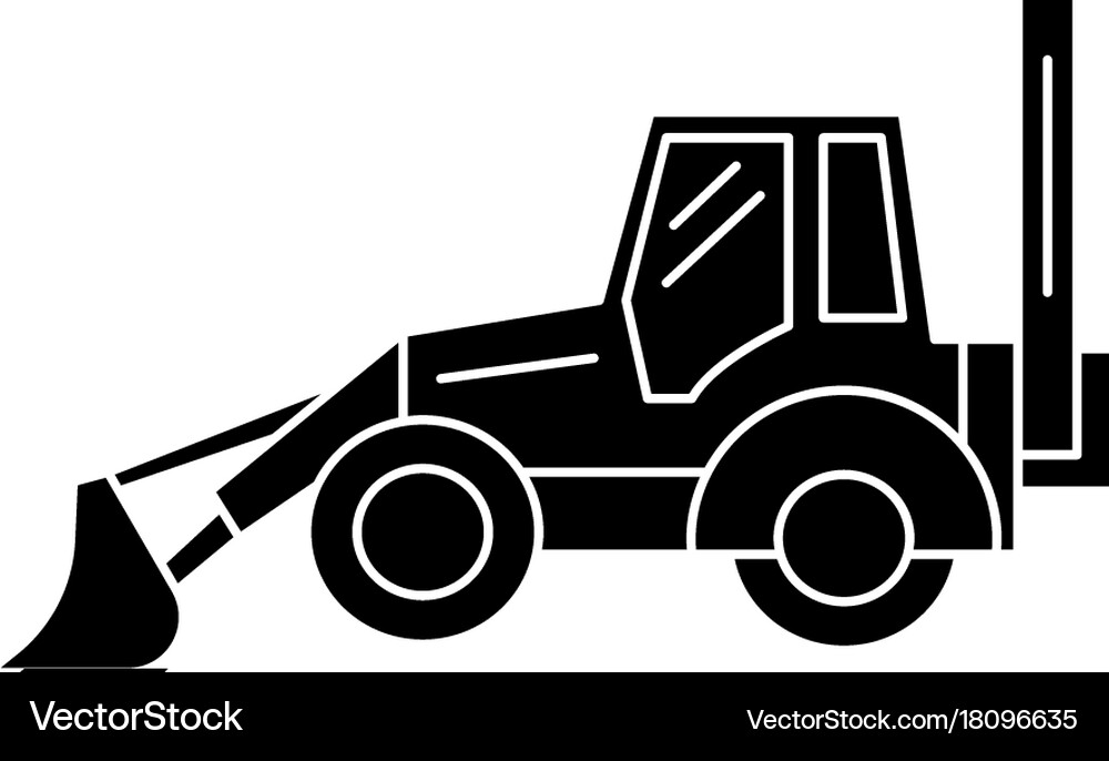 Bulldozer icon black sign Royalty Free Vector Image