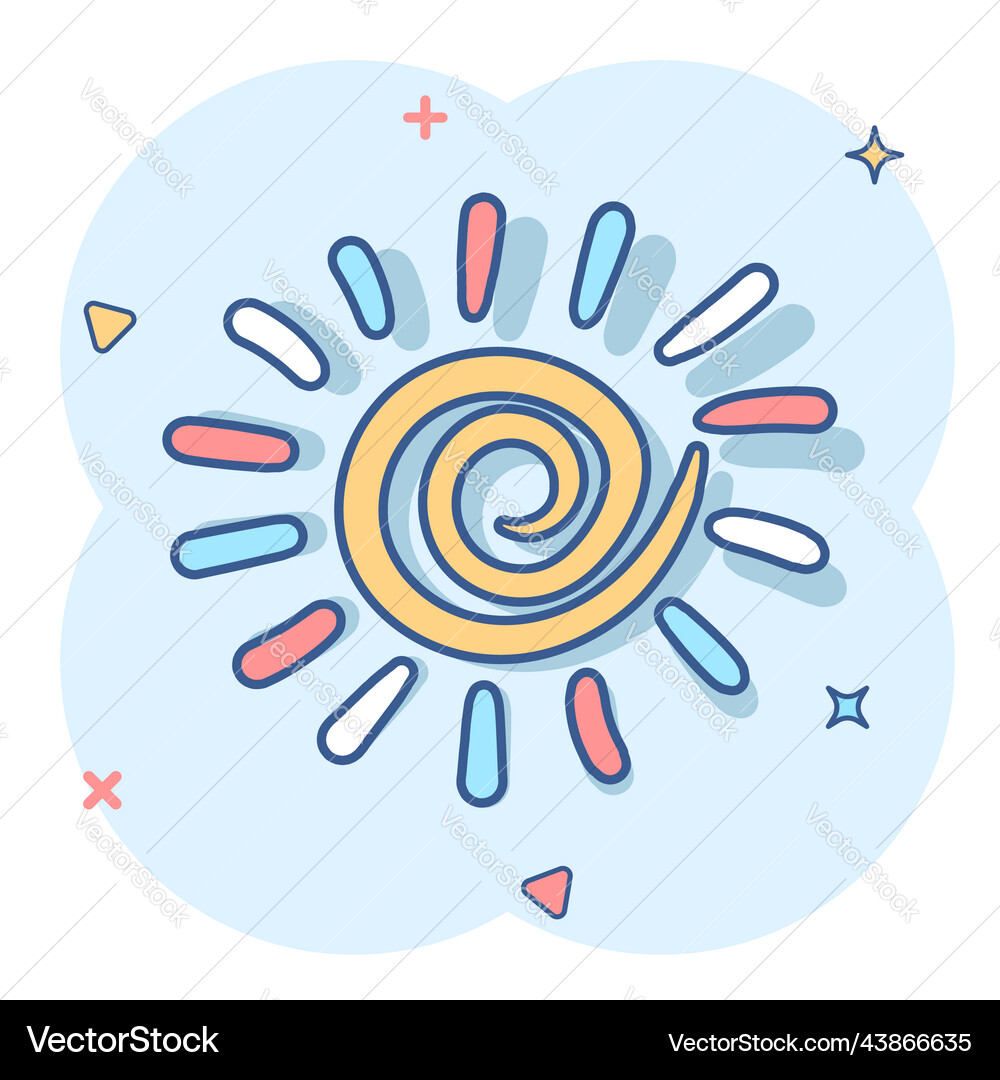 Cartoon hand drawn sun icon in comic style Vector Image