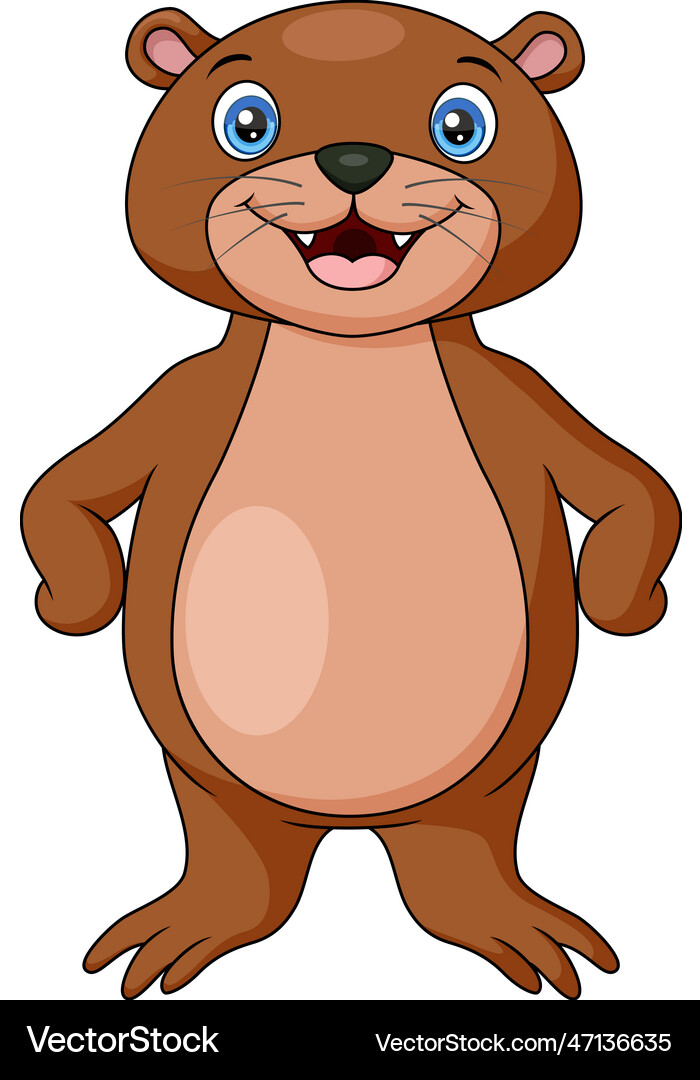 Cute otter cartoon on white background Royalty Free Vector