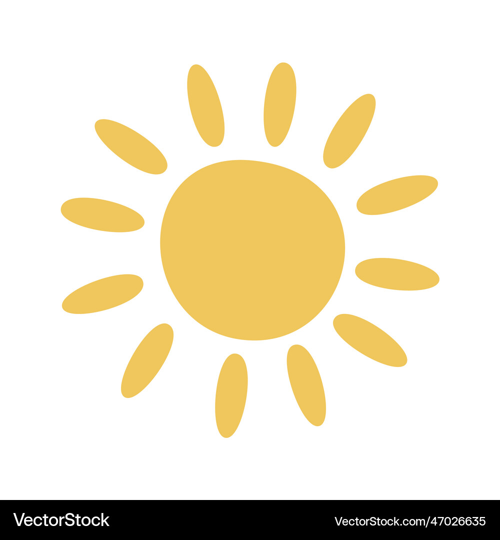 Flat hand drawn of sun Royalty Free Vector Image