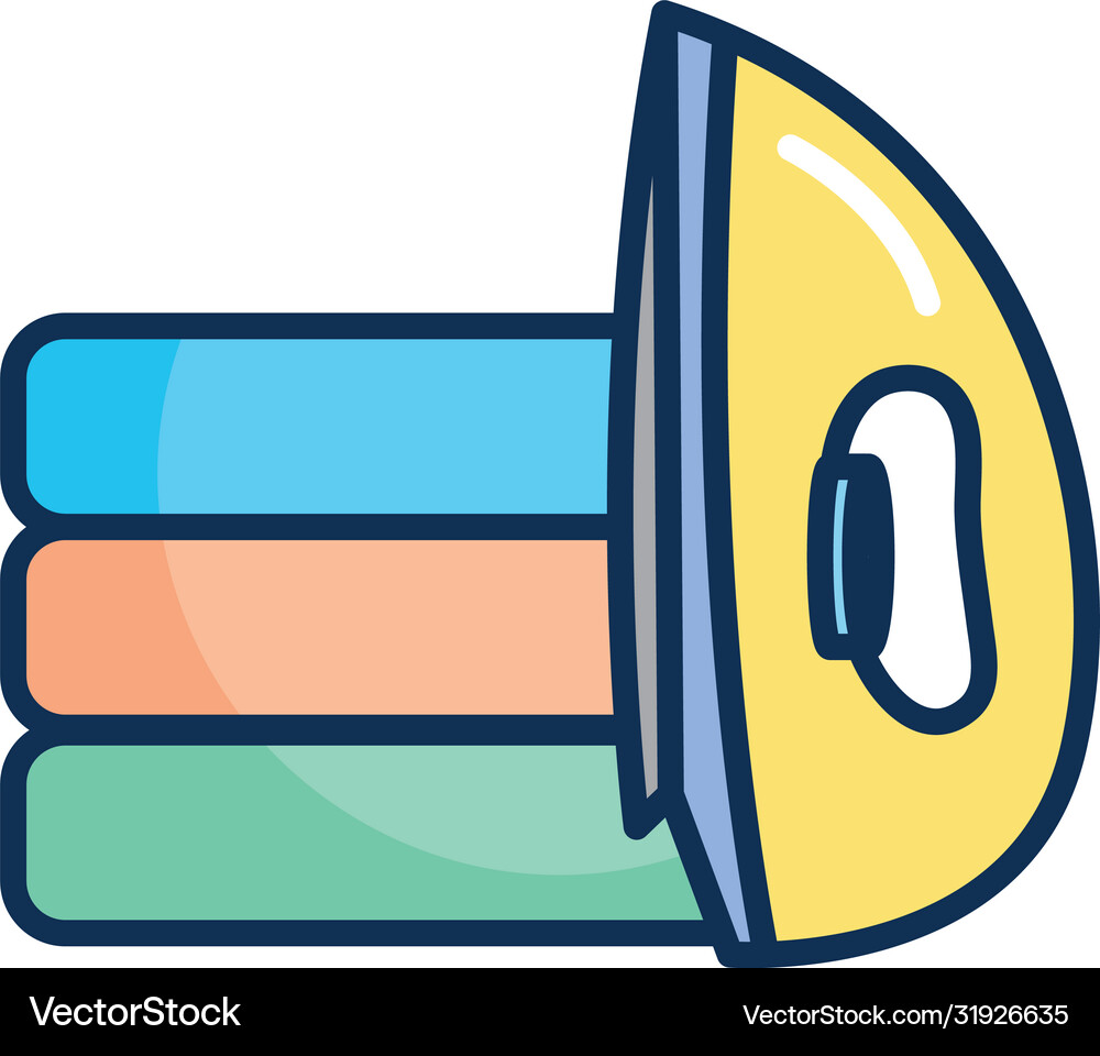 Folded clothes and iron line fill style Royalty Free Vector