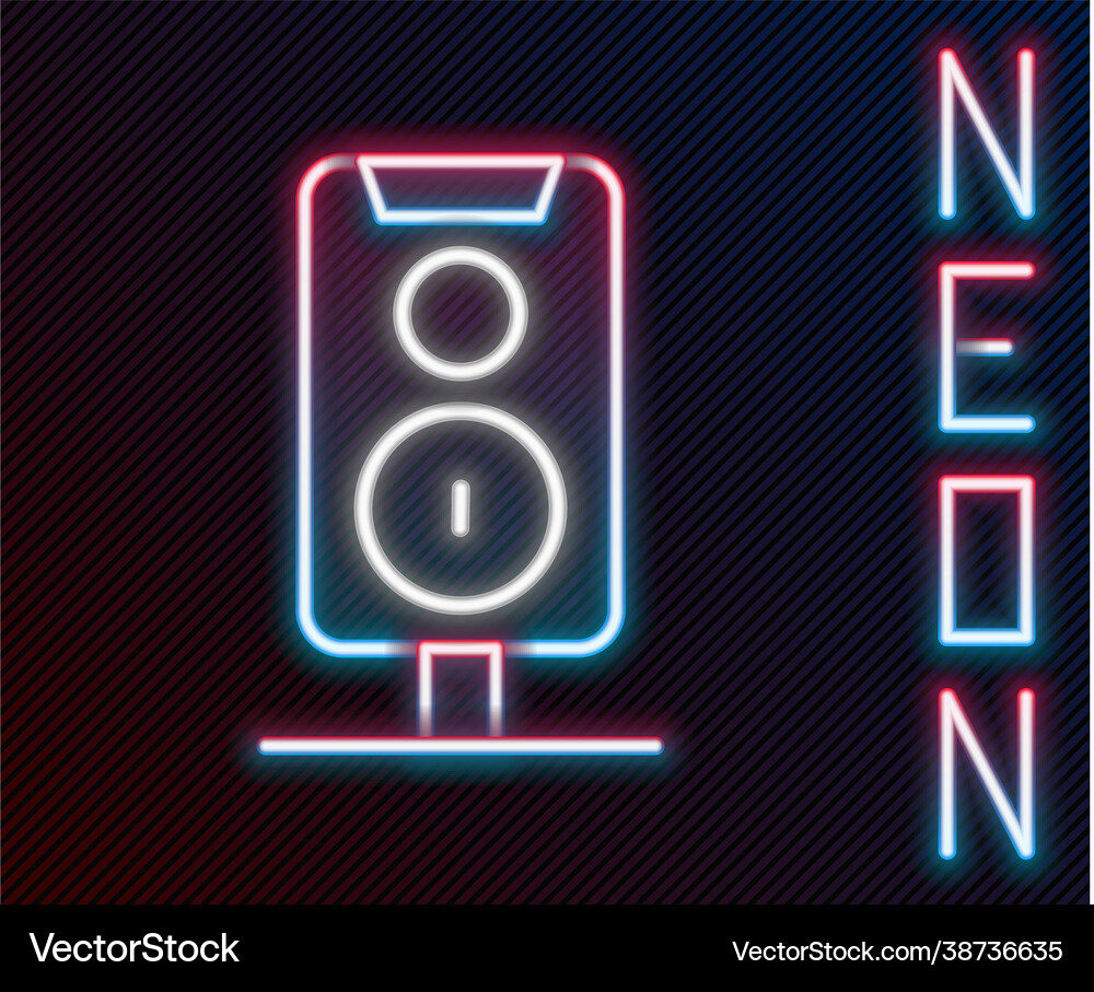 Glowing neon line stereo speaker icon isolated Vector Image