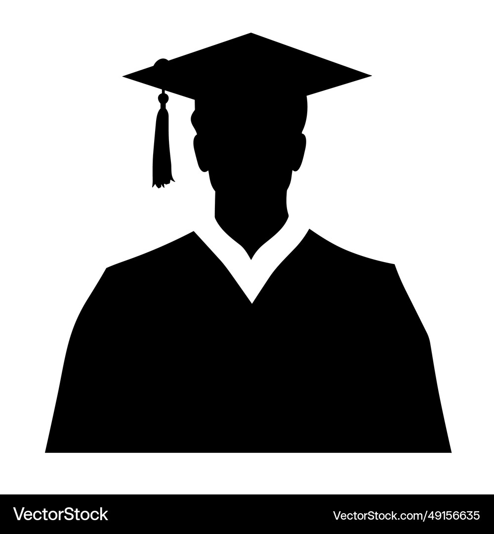 Graduate student black icon on white background Vector Image