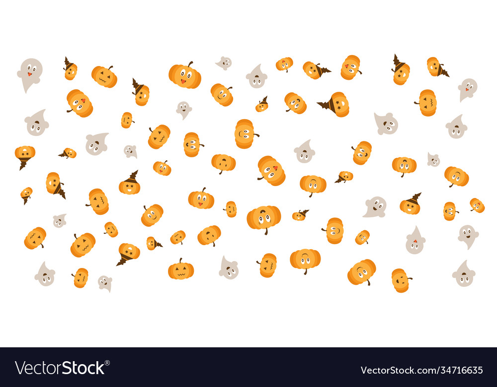 Halloween pumpkin patch doodle pattern banner Vector Image