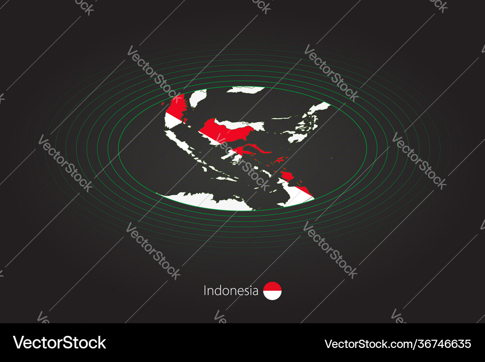 Indonesia map in dark color oval Royalty Free Vector Image