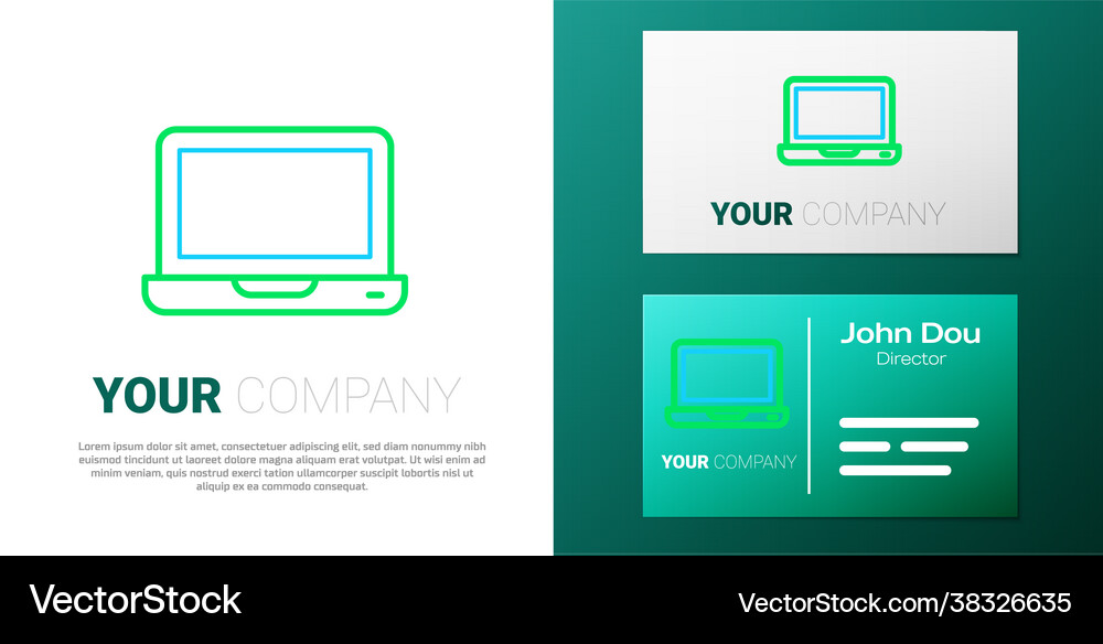 Line laptop icon isolated on white background Vector Image