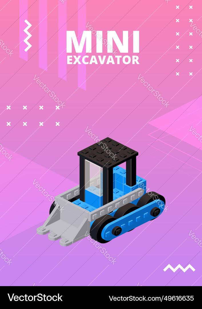 Mini excavator poster for print and design Vector Image