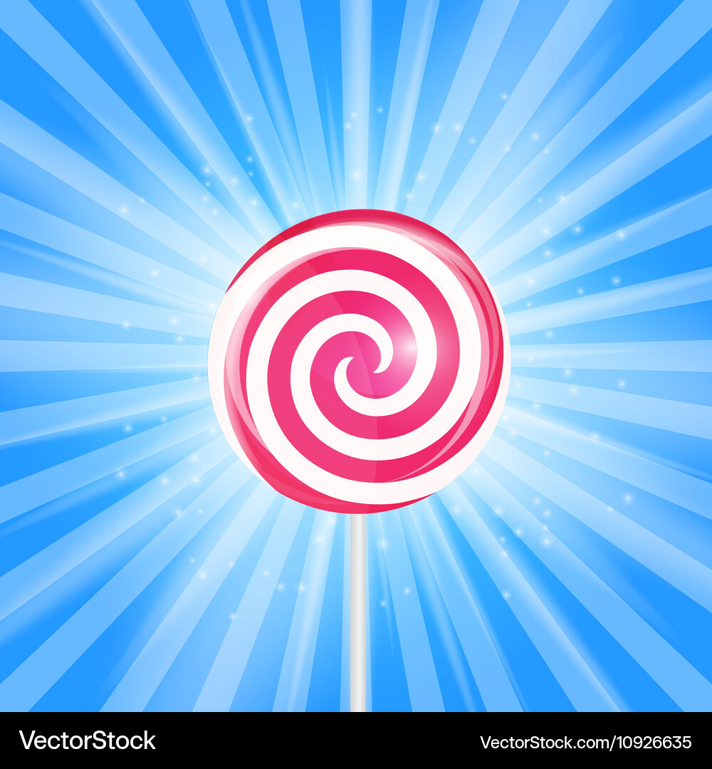 Realistic sweet lollipop candy background Vector Image
