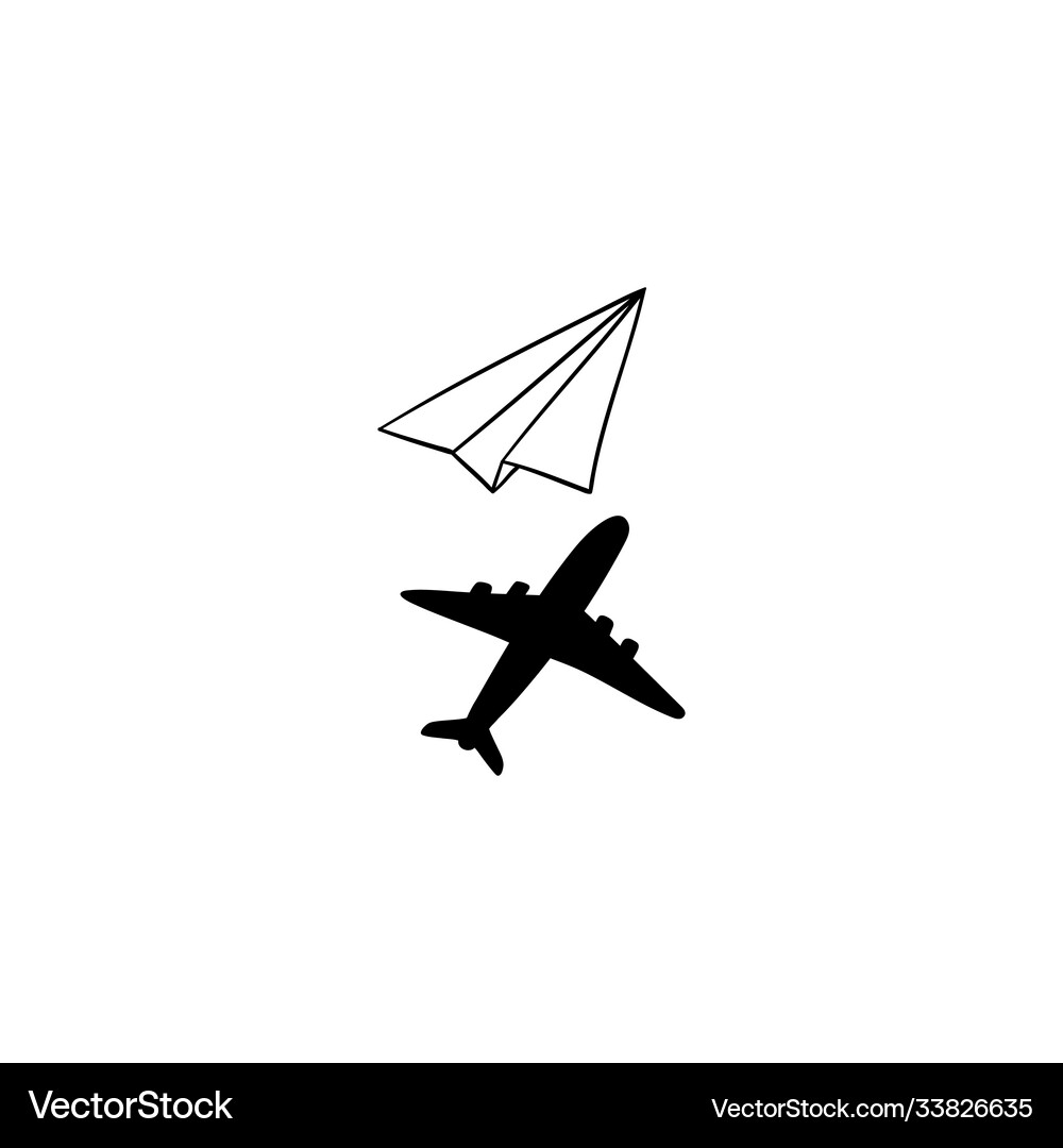Simple origami paper plane shadow a real Vector Image