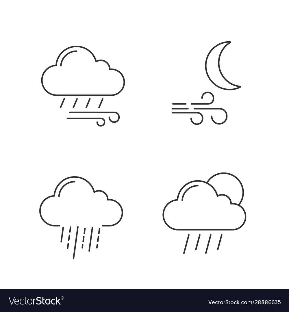 Weather forecast linear icons set Royalty Free Vector Image