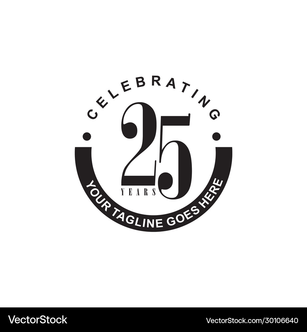 25th year anniversary emblem logo design template Vector Image